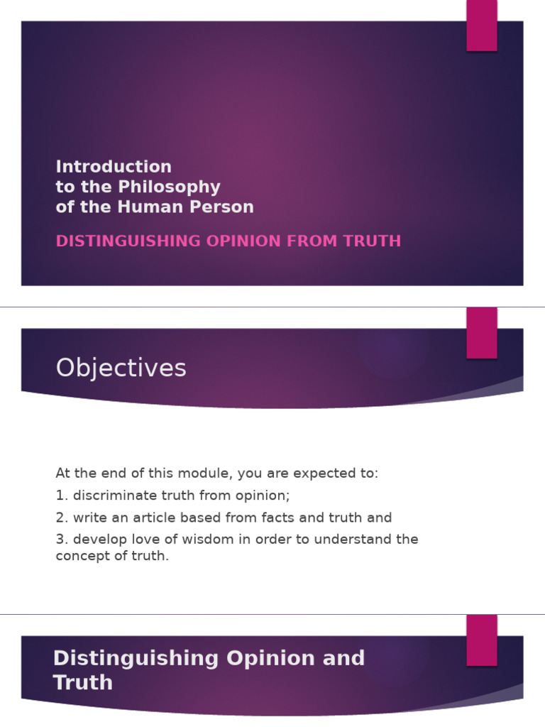 Distinguishing Truth from Opinion | PDF | Truth | Knowledge