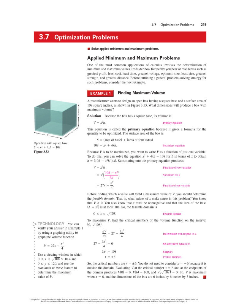 Optimization-Problems Maxima Minima | PDF | Mathematical Optimization | Isaac Newton