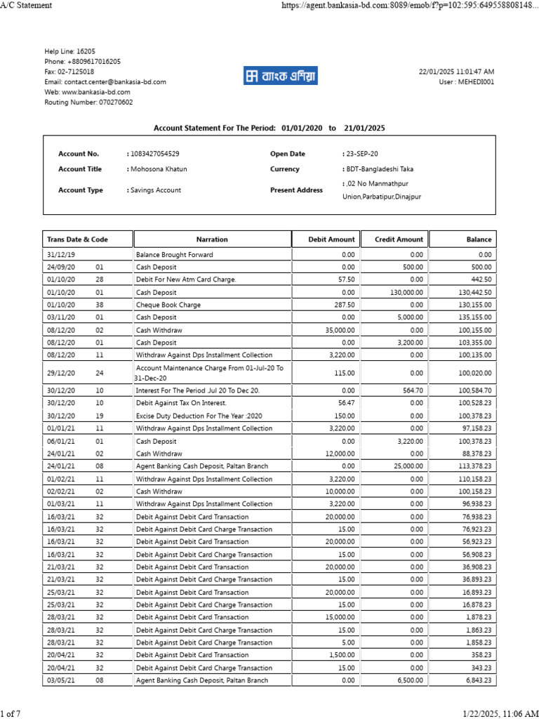A_C Statement (1) | PDF | Debit Card | Banks
