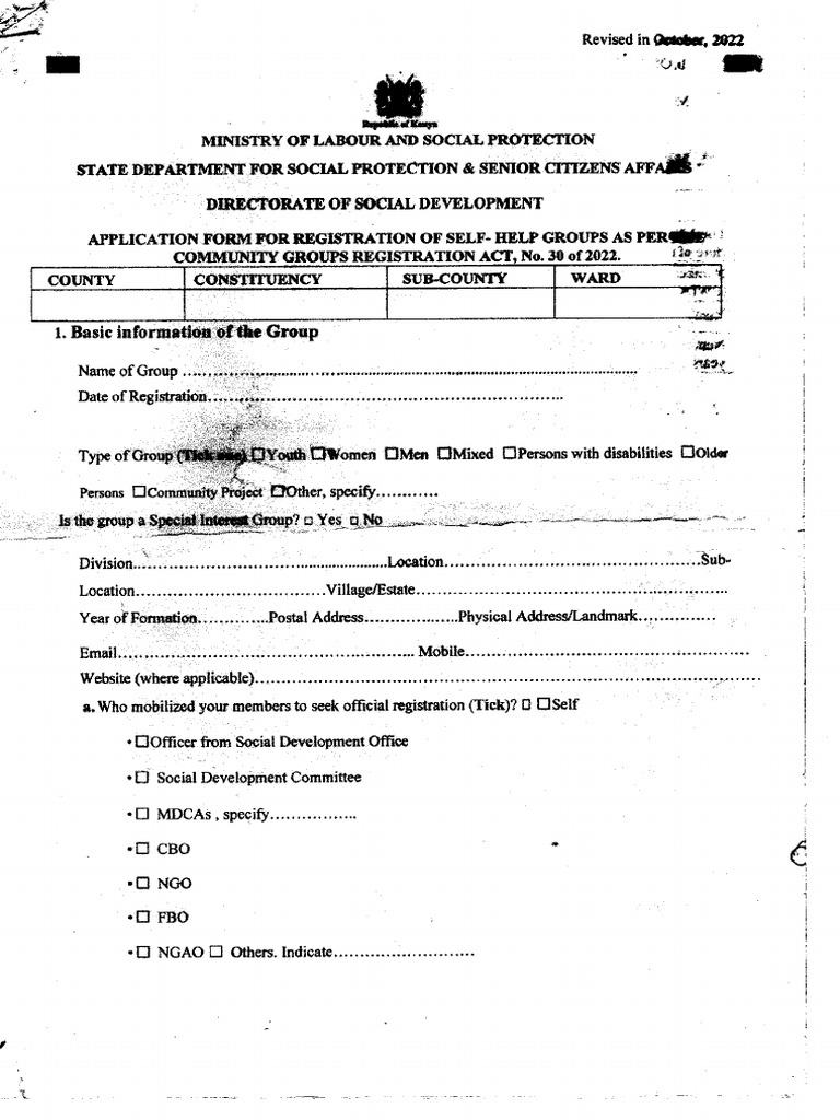 SHG Registration Form | PDF