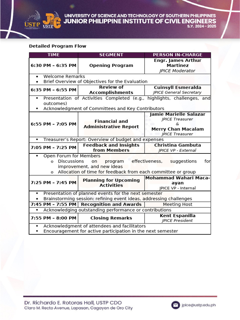 JPICE Mid-Year Evaluation Program Agenda | PDF