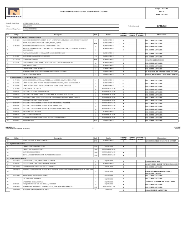Log-f-016 Sets Motil Florida Charat Otuzco | PDF