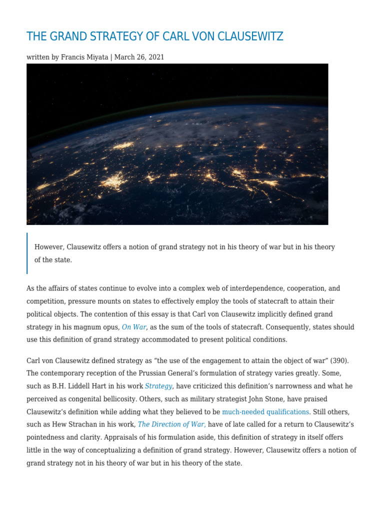 Clausewitz's Grand Strategy Explained | PDF | Carl Von Clausewitz ...