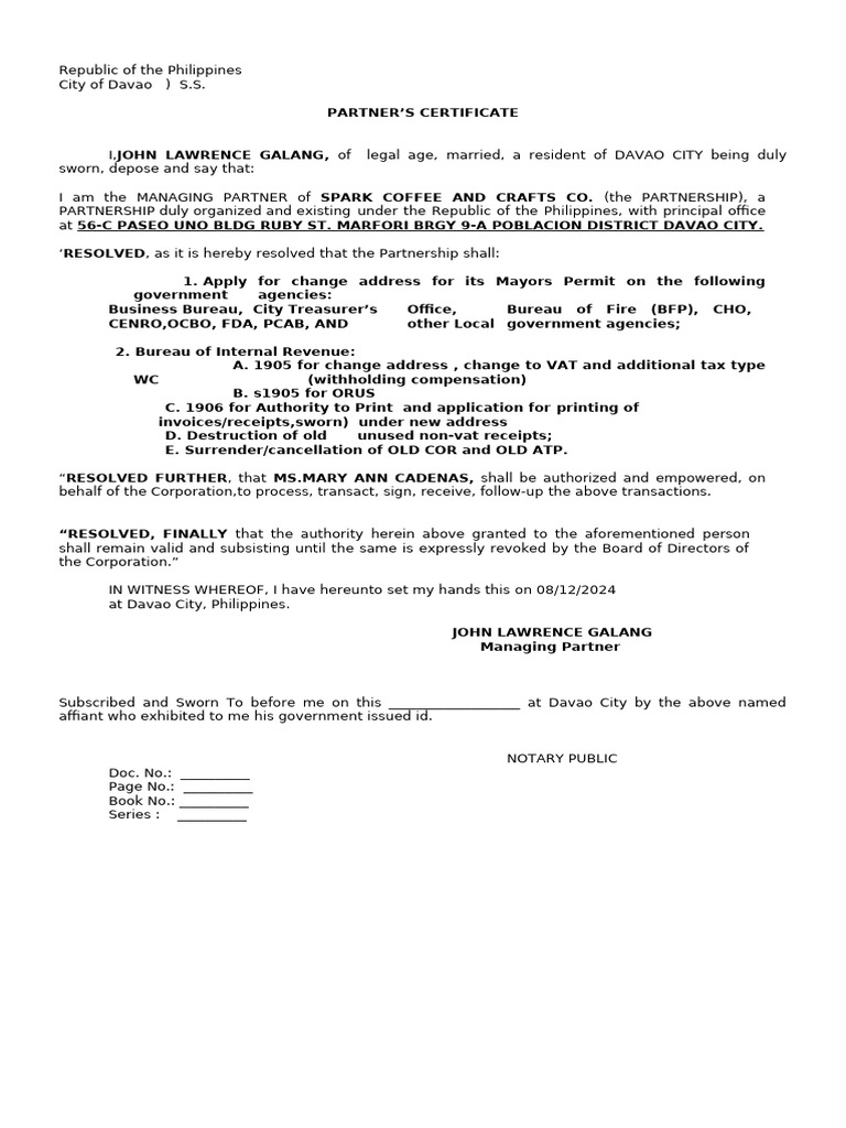 Partners Certificate Sample | PDF