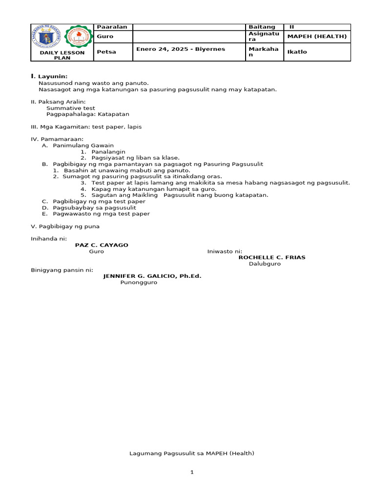 DLP-HEALTH2-Q3-ST-W5-1-24-25 | PDF