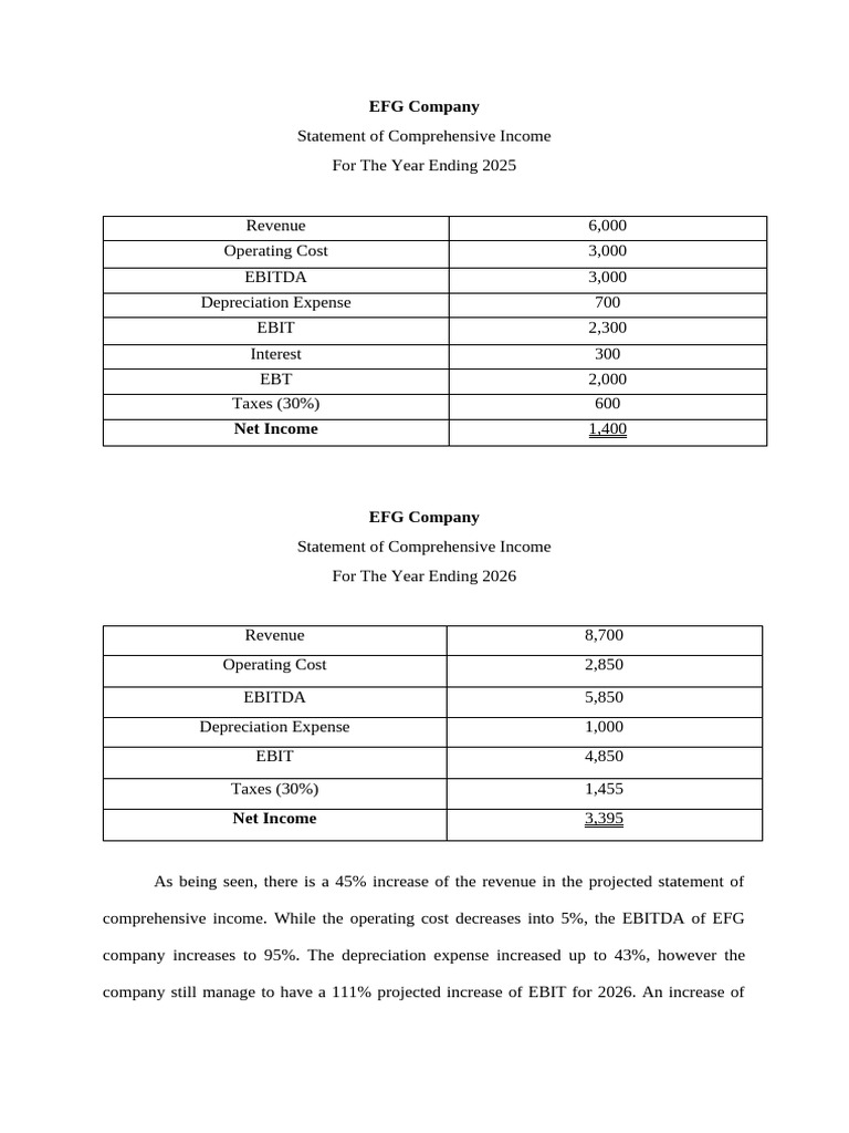 EFG Company Business Finance | PDF | Income | Expense