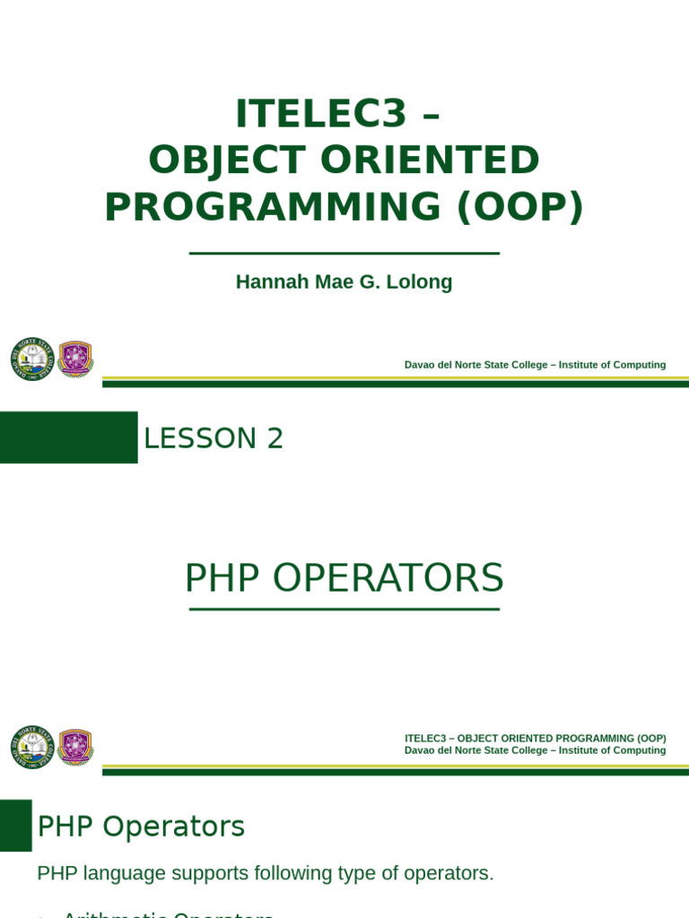 OOP Lesson 2 Operators | PDF | Computer Programming | Mathematics