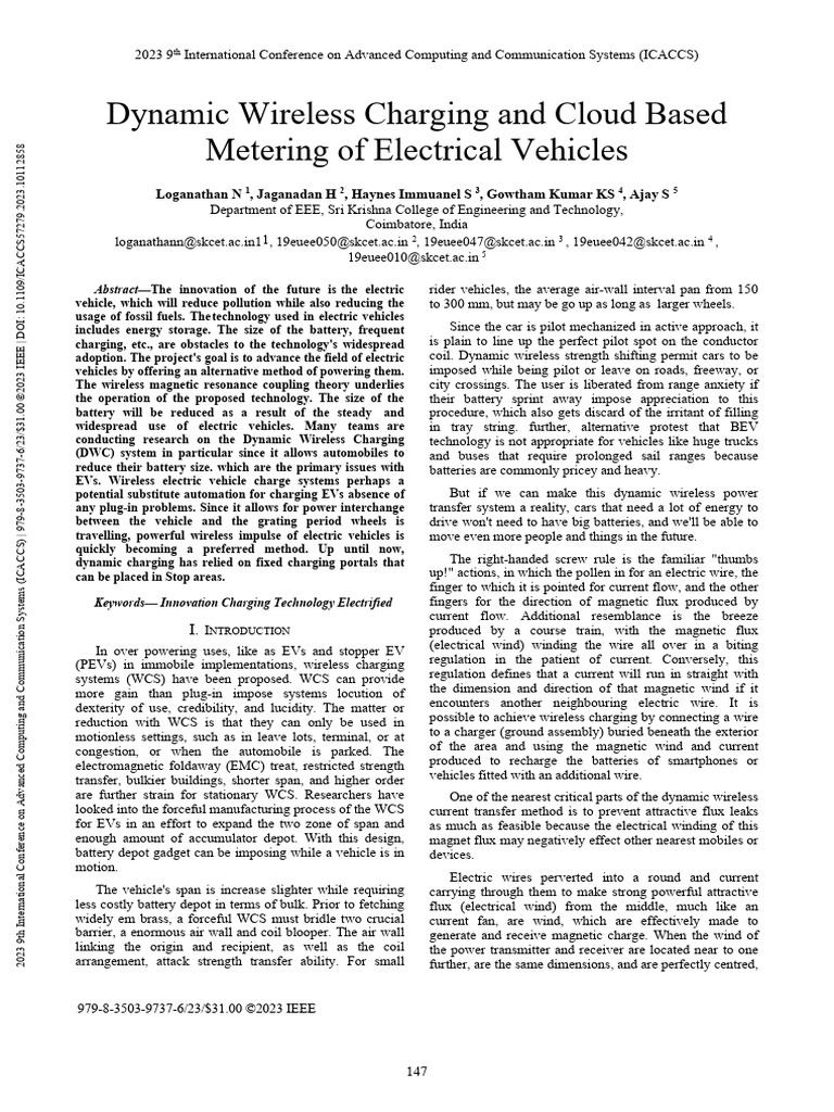 Dynamic Wireless Charging and Cloud Based Metering of Electrical ...