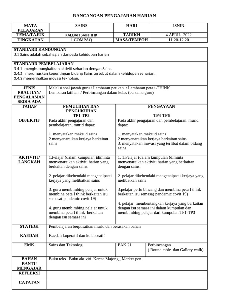 RPH CUP 3 Sains | PDF