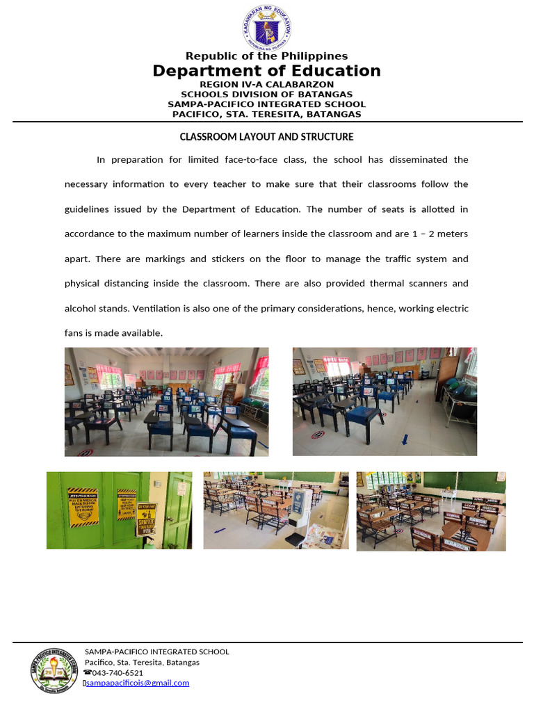 Classroom Setup for Safe Learning | PDF