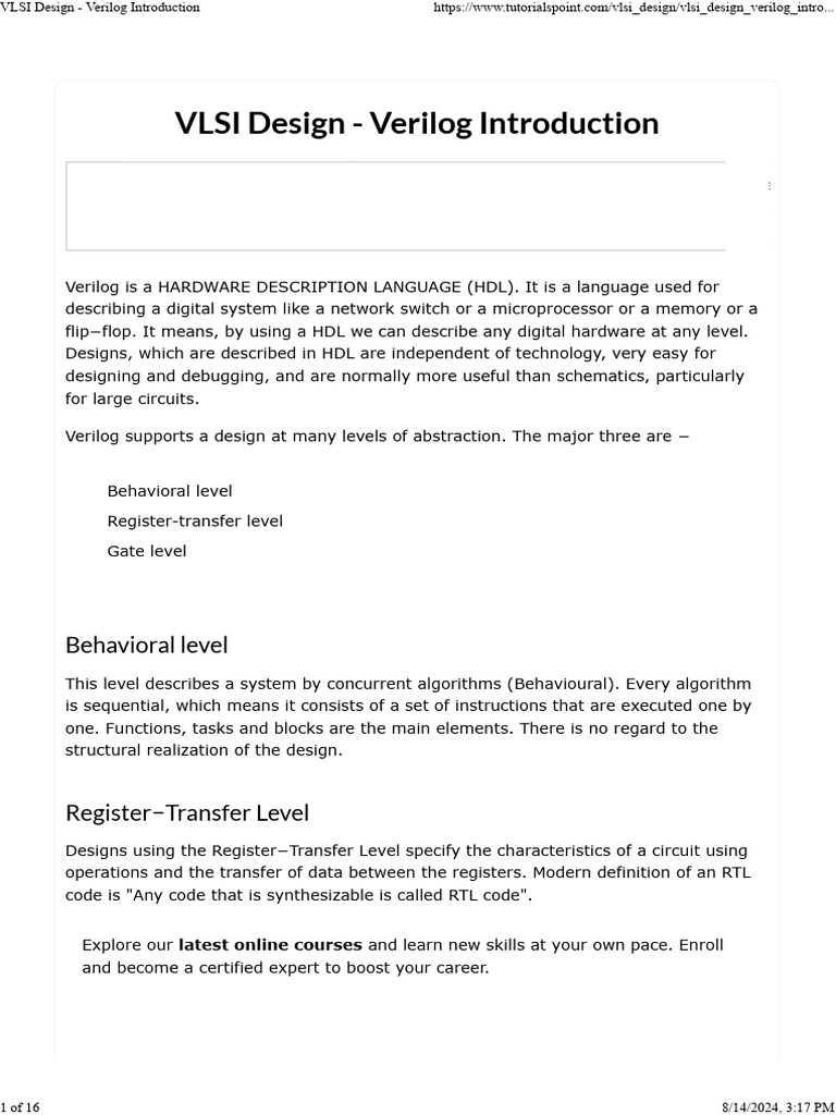 Vlsi Design Verilog Introduction L6 Pdf Hardware Description