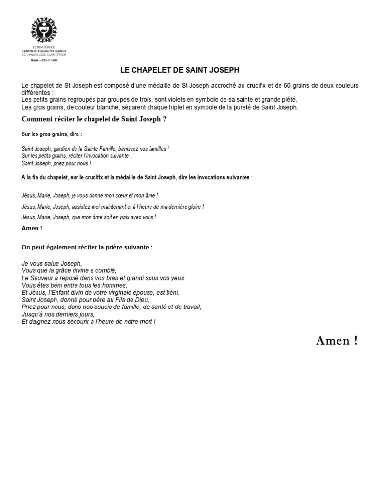 Chapelet de ST Joseph | PDF