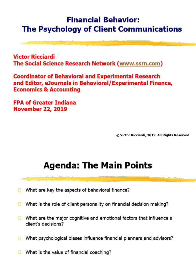 Financial Behavior The Psychology of Cli | PDF | Behavioral Economics ...