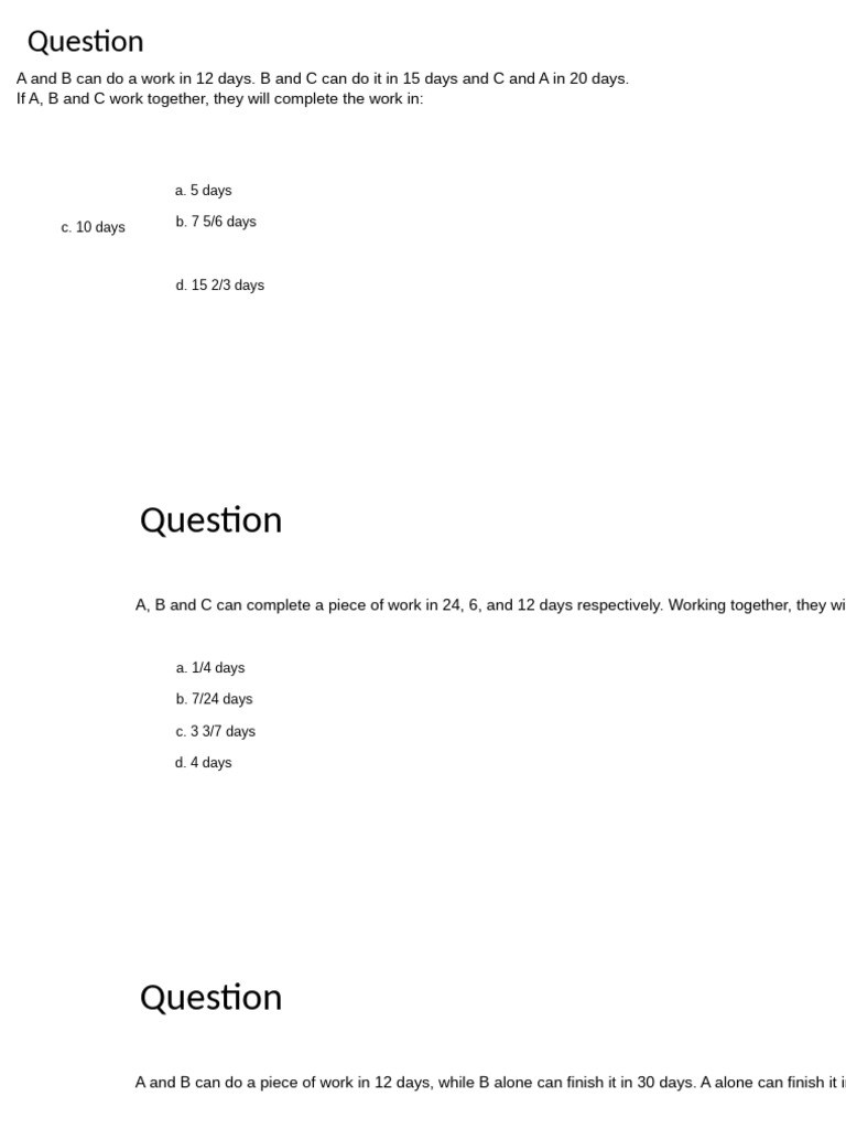 Time and Work All Questions Presentation | PDF