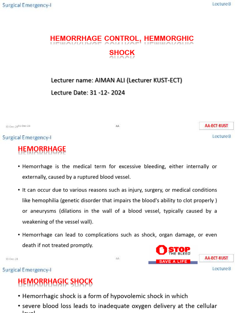 Hemorrhage Control and Shock Management | PDF | Bleeding | Shock ...