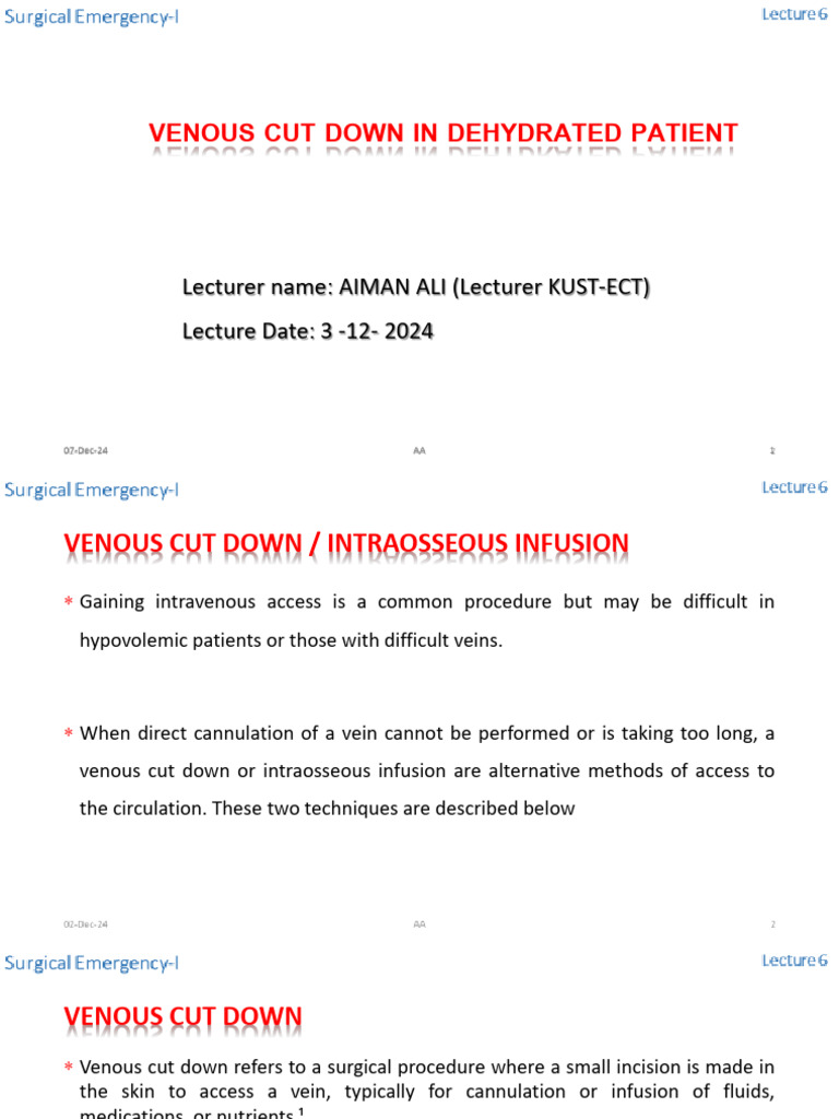SEL6-Venous Cut Down in Dehydrated | PDF | Intravenous Therapy | Vein