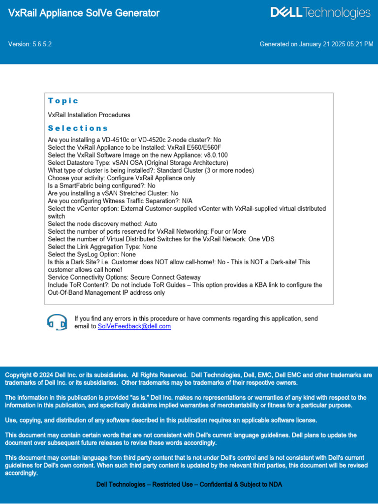 VxRail Appliance - VxRail Installation Procedures-No | PDF | Computer Network | Ip Address