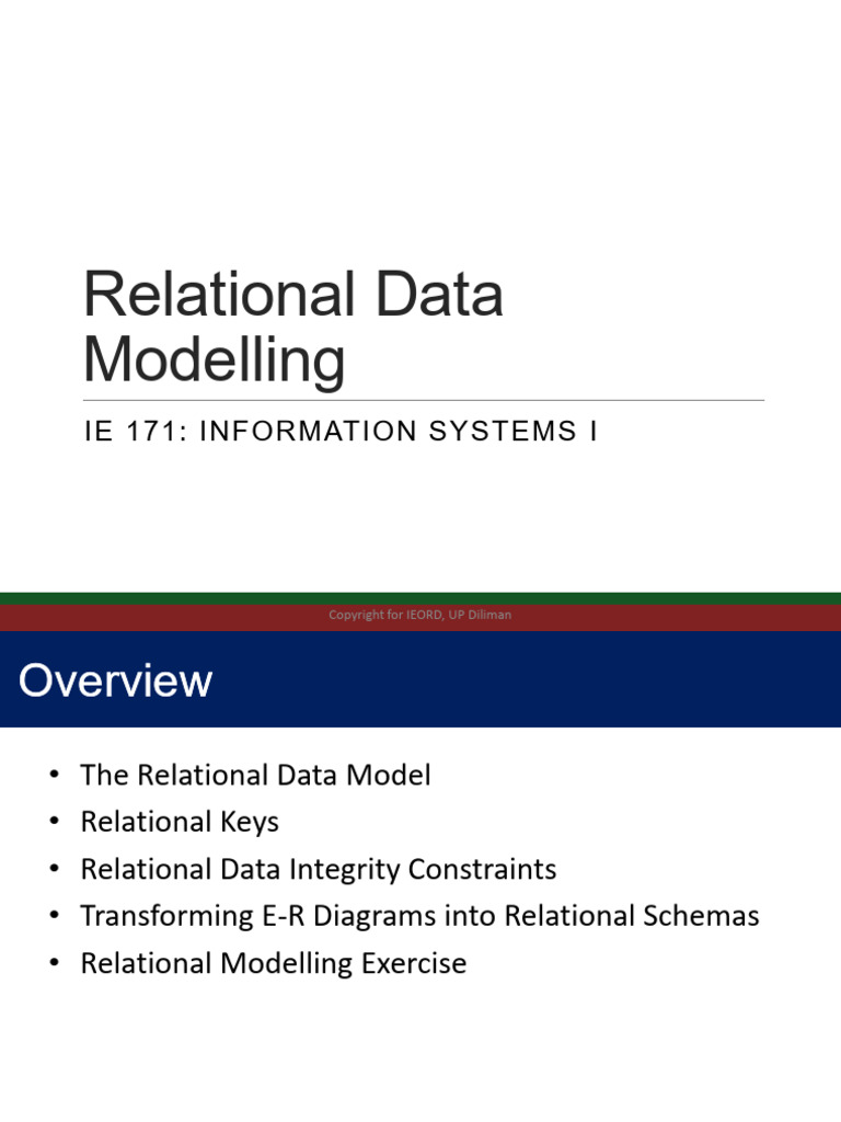 IE 171 - Lecture 6 - Relational Data Modelling | PDF | Relational Model ...