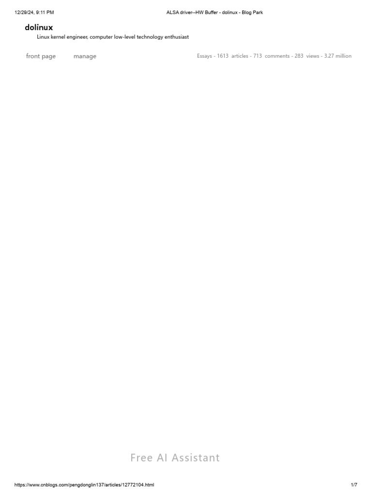 ALSA Driver - HW Buffer - Dolinux - Blog Park | PDF | Pointer (Computer Programming) | Computer ...