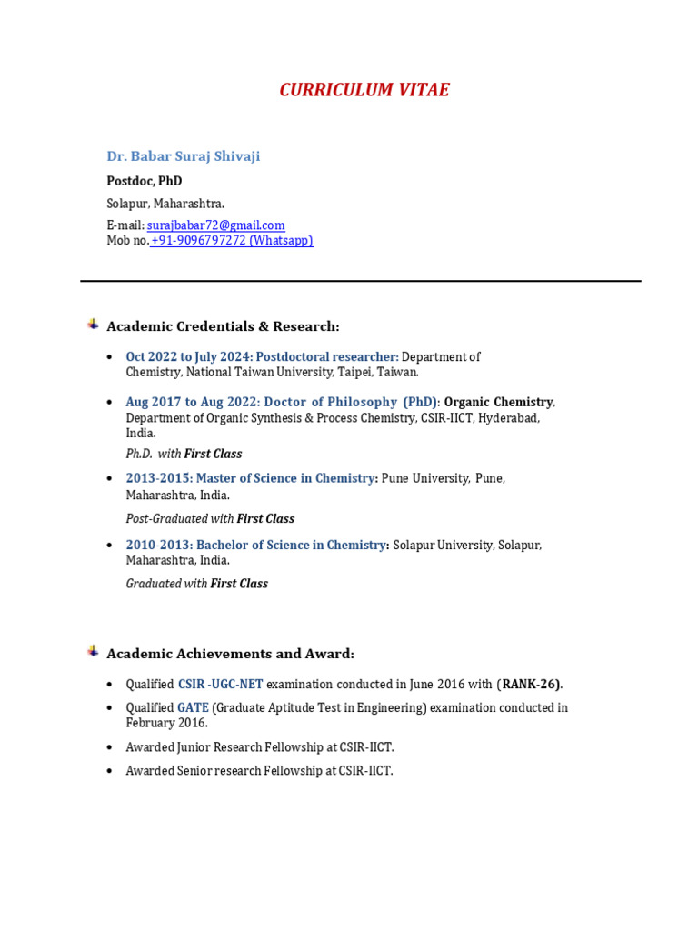 CV-Dr. Babar Suraj Shivaji-7 | PDF | Chemistry | Physical Sciences