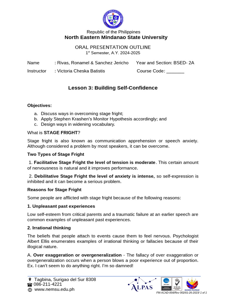 Building-Self-Confidence | PDF | Second Language Acquisition | Language ...