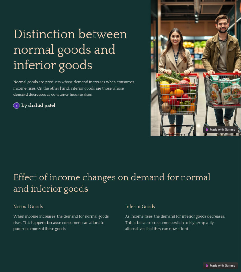 Distinction Between Normal Goods and Inferior Goods | PDF