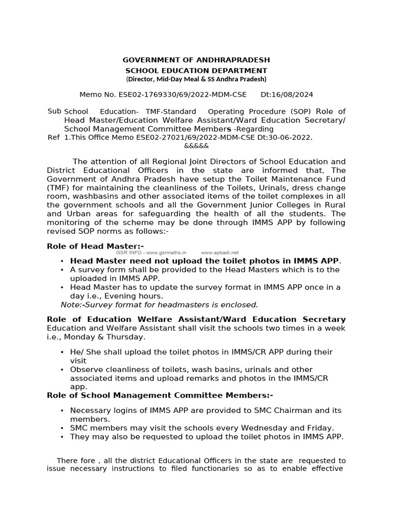 Andhra Pradesh Toilet Maintenance SOP | PDF | Hygiene