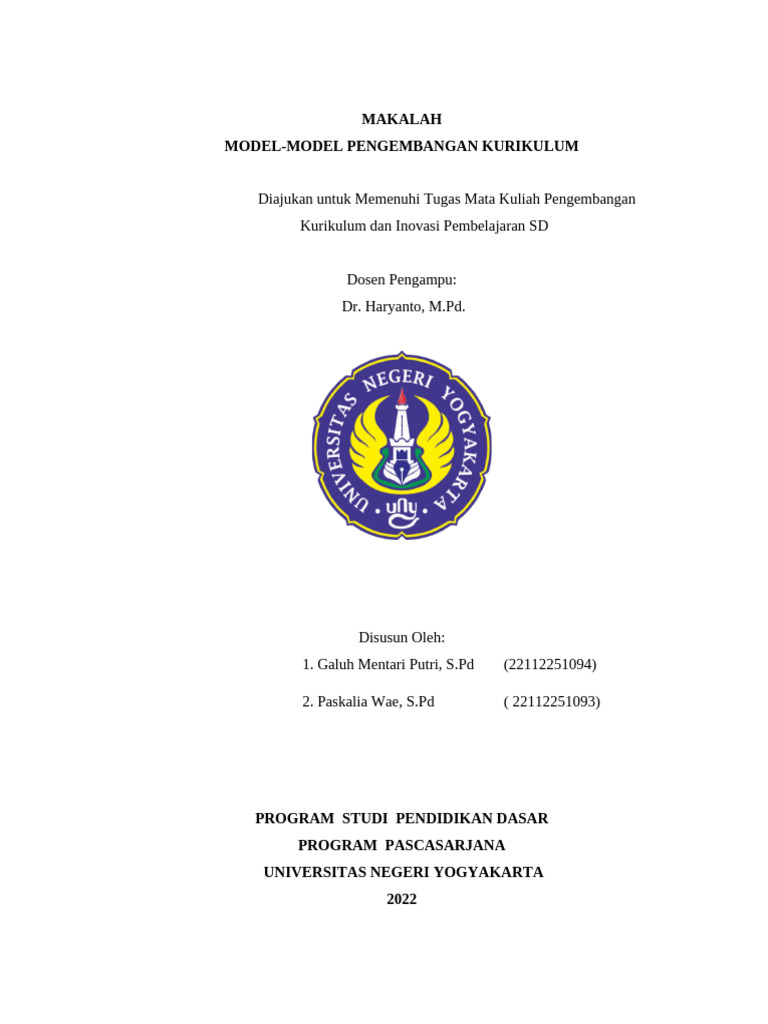 Model Pengembangan Kurikulum SD | PDF