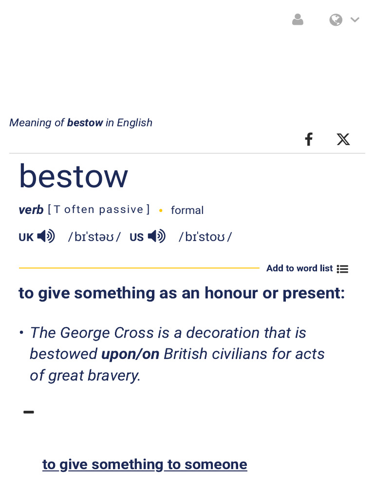 Definition of Bestow in English | PDF | Linguistics