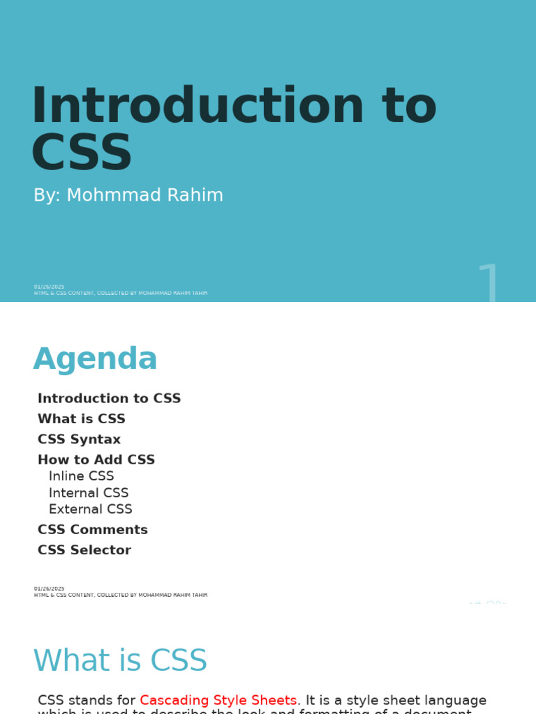 5th Week Introduction To Css | PDF | Html | Html Element