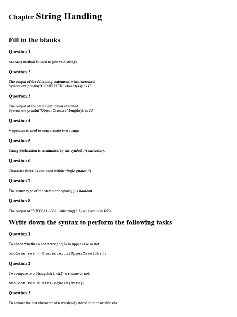 Computer String Handling Quick Revision Pdf String Computer Science Boolean Data Type
