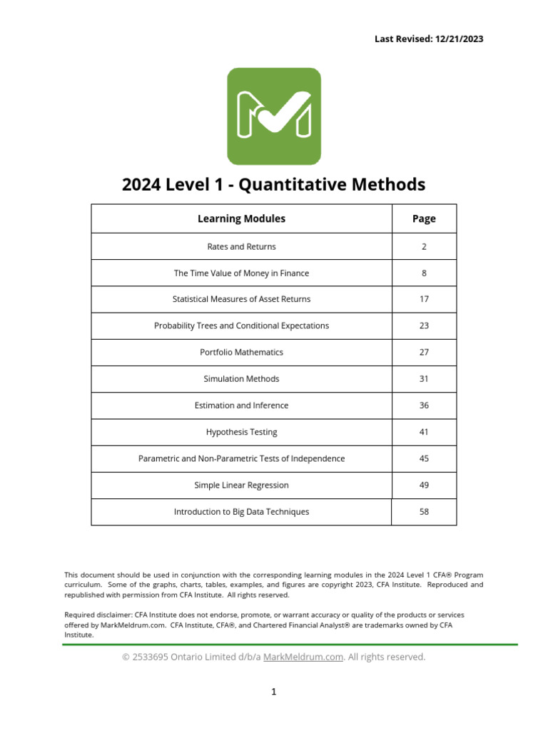 2024-L1-QuantMethods | PDF | Quartile | Fixed Income