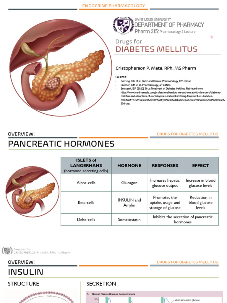 6 - Drugs For Diabetes Mellitus | PDF | Diabetes | Insulin