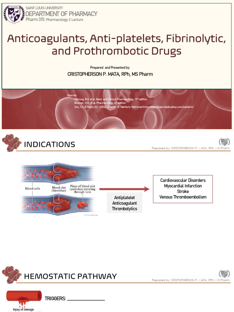 Anticoagulants, Antiplatelet, Fibrinolytic, and Prothrombotic Drugs ...