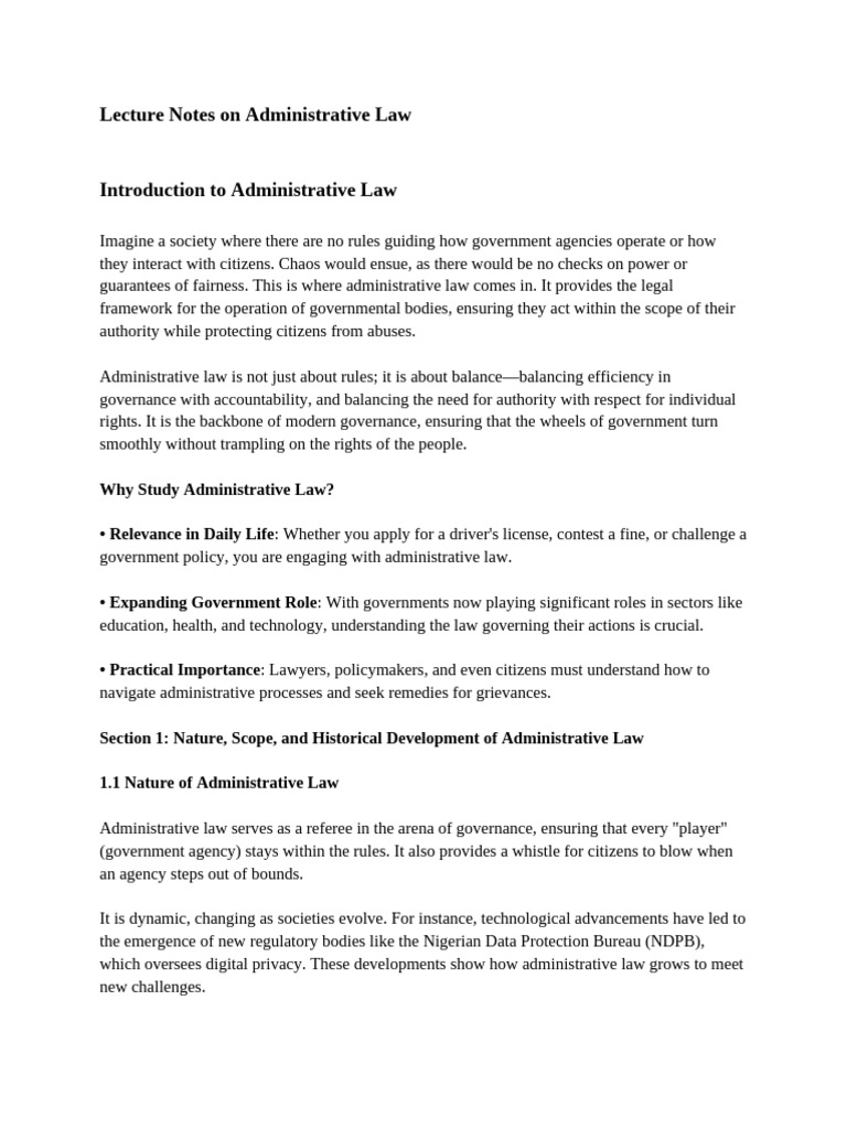 Lecture Notes On Administrative Law | PDF | Rulemaking | Administrative Law