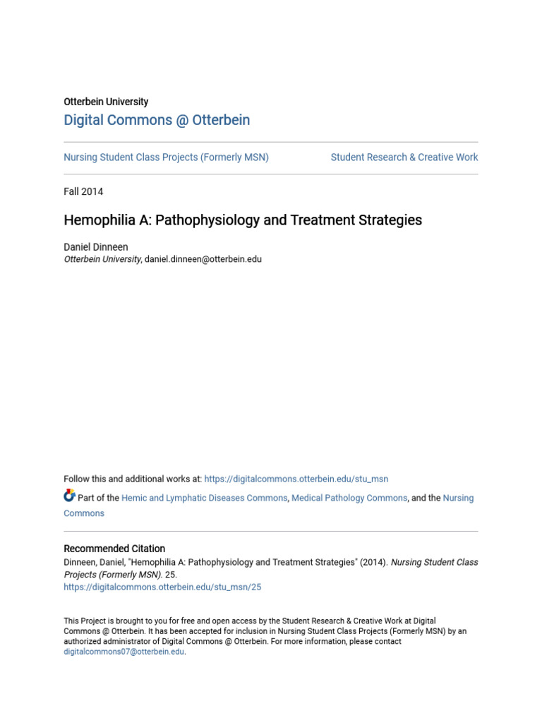 Hemophilia A: Pathophysiology & Treatment | PDF | Haemophilia | Coagulation