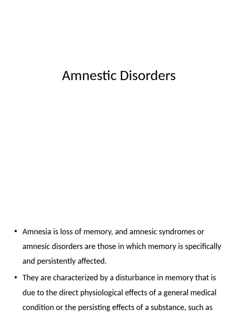 Amnestic Disorders | PDF