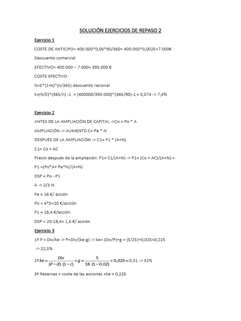 SOL. EJERCICIOS DE REPASO 2 | PDF