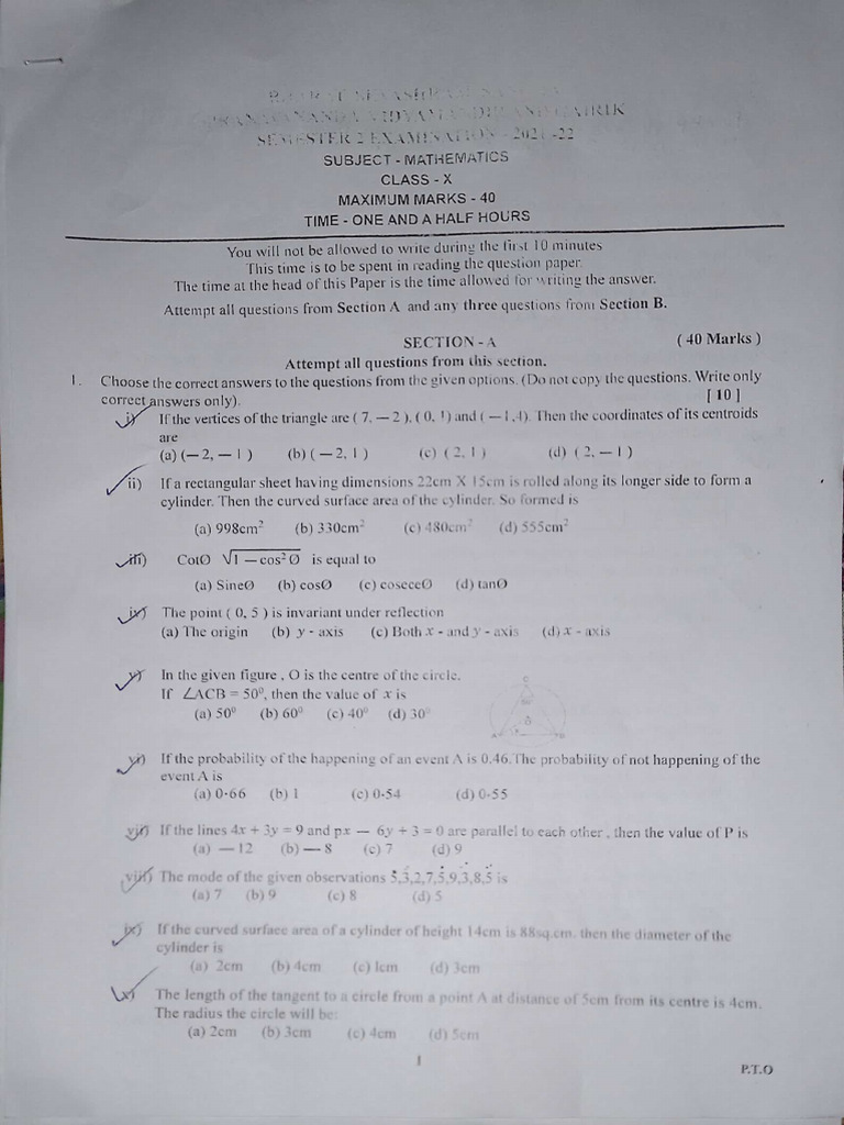 Maths Preboard | PDF