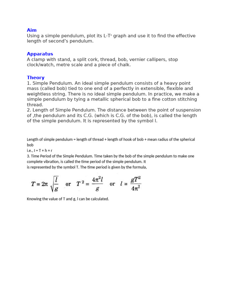 pendulum 11 experiment | PDF | Pendulum | Clock