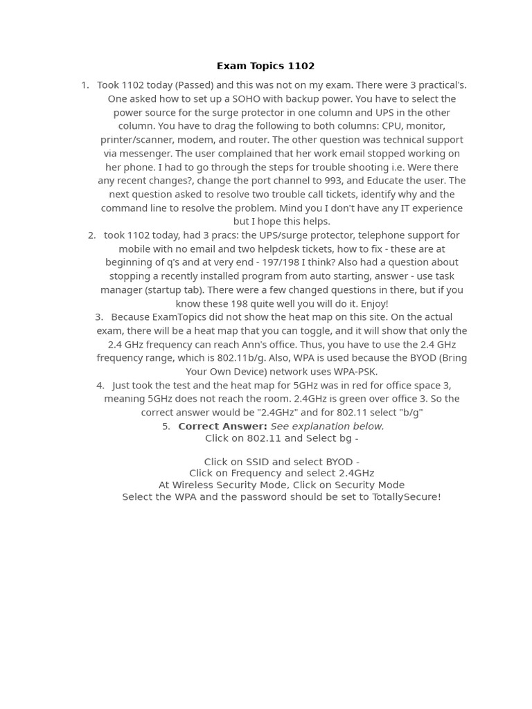 Exam Topics 1102 | PDF
