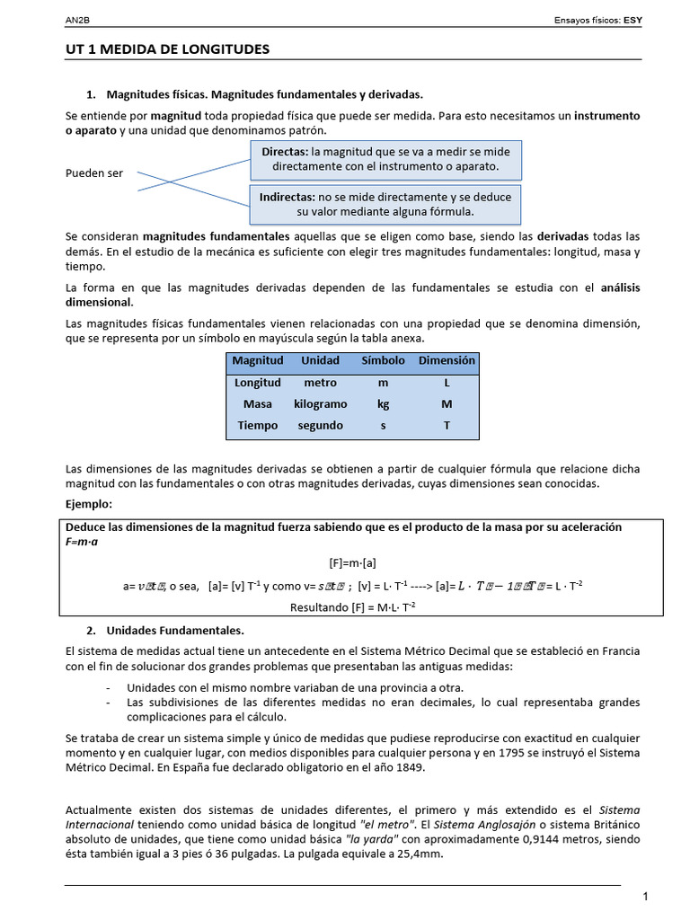 UT.1 Medida de Longitudes | PDF | Longitud | Metrología