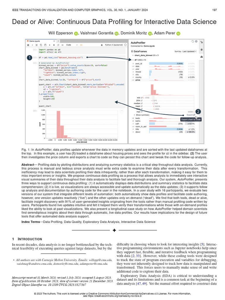 Dead or Alive Continuous Data Profiling For Interactive Data Science | PDF | Data Analysis | Data