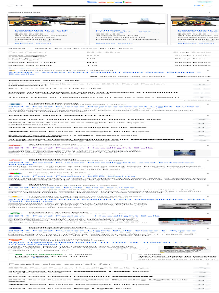 2014 Ford Fusion Headlight Bulb Guide | PDF | Headlamp | Vehicle Technology