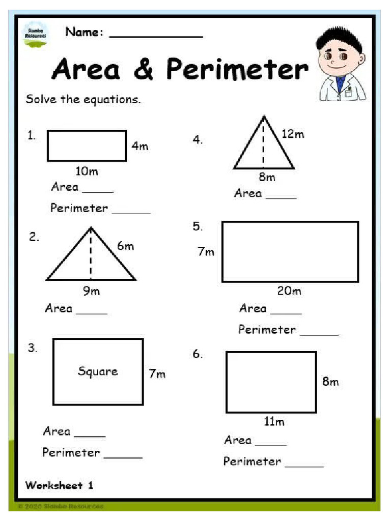 Area & Perimeter Worksheet | PDF