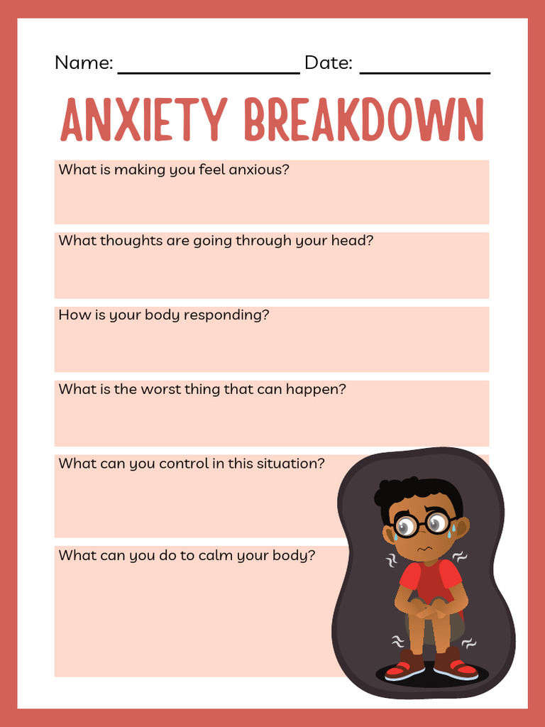 Social Emotional Learning SEL Worksheet For Kids - Coping With Anxiety ...