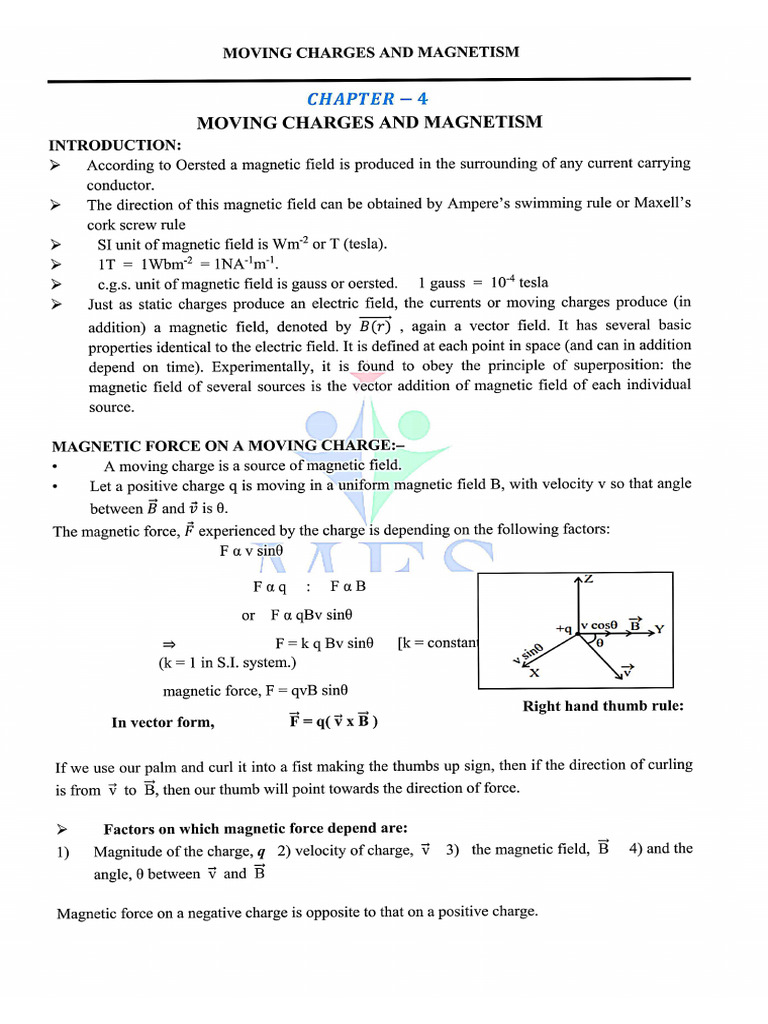 Moving Charges and Magnetism | PDF