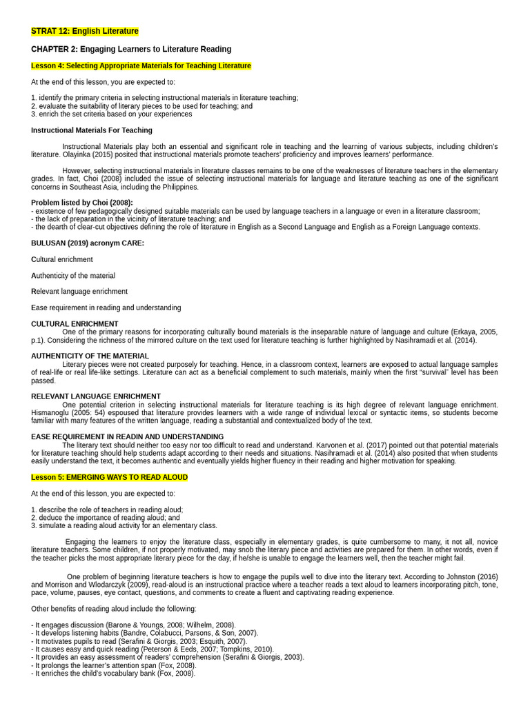 STRAT 12 English Lesson 1 | PDF | Reading Comprehension | Teachers