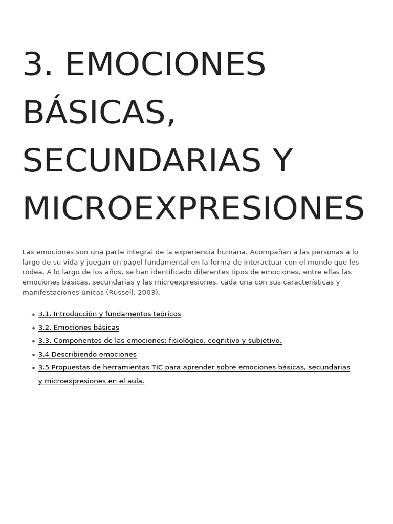 Emociones Básicas y Secundarias | PDF | Las emociones | Experiencia