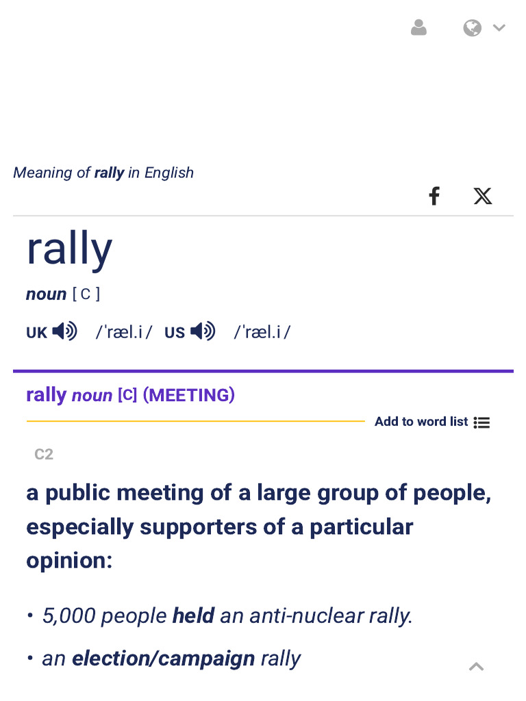 RALLY - English Meaning - Cambridge Dictionary | PDF | Linguistics